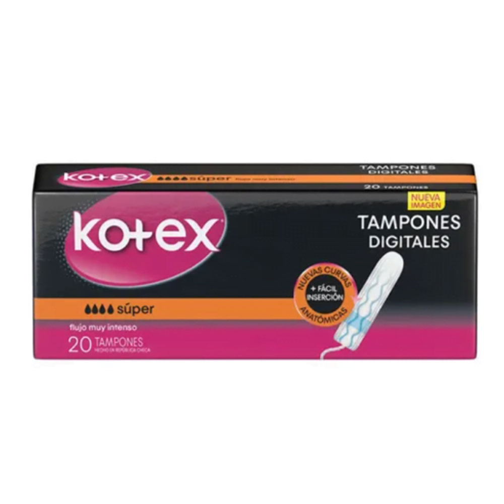 Tampones Digitales Kotex Super Flujo Muy Intenso 20u - digitalfarma